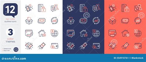 Set Of Binary Code Payment And Wallet Line Icons For Design Vector Stock Illustration