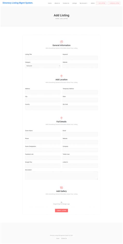 Directory Listing Management System Using PHP Directory Listing Management Project