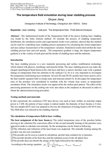 The Temperature Field Simulation During Laser Cladding Process