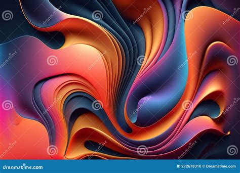 Colorful Dynamic Fluid Wave Creative Digital Illustration Abstract Colors Stock Illustration