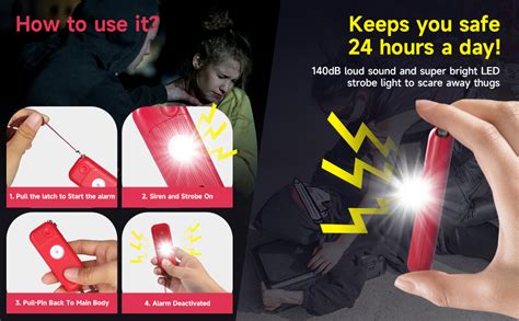 Amazon Com Personal Safety Alarm For Women 140dB Self Defense Keychains Siren Whistle With