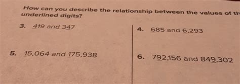 Solved How Can You Describe The Relationship Between The Values Of Th Underlined Digits 3 419