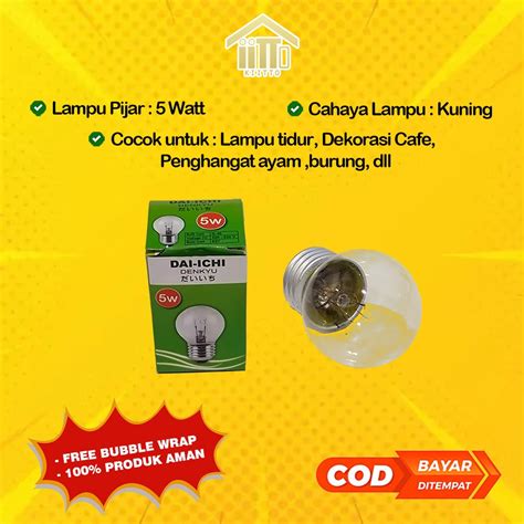 Jual Lampu Bohlam Lampu Pijar Watt Clear Bening Cahaya Kuning Bohlam Bening Pijar Clear