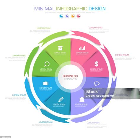 Infographic 요소 전체에서 비즈니스 아이콘 컬러 백그라운드 프로세스 또는 단계 및 옵션 워크플로 다이어그램 디자인 요소 Eps10 그림을 벡터 0명에 대한 스톡