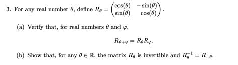 Solved 3 For any real number θ define Chegg com