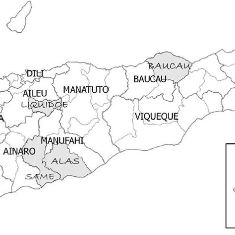 Map Of Timor Leste Showing Districts And Relevant Sub Districts
