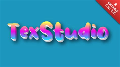 TexStudio | 3D With Turquoise Pink And Yellow Gradient | Text Effect Generator