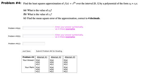 Solved Problem 4 Find The Least Squares Approximation Of
