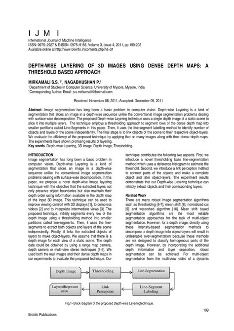 Depth Wise Layering Of 3d Images Using Dense Depth Maps A Threshold