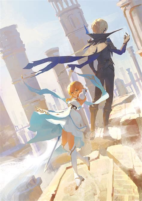 Lumine And Dainsleif Genshin Impact Drawn By Omegu Danbooru