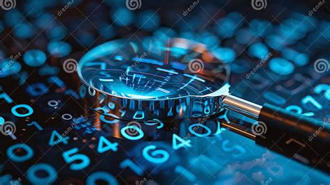 Magnifying Glass Highlighting Digital Code This Image Presents A