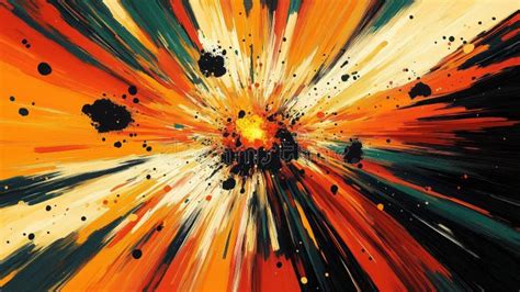 dynamic abstract art explosion vivid colors radiate outwards