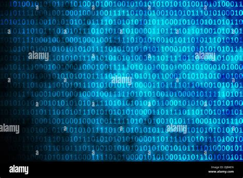 Shiny Blue Binary Code On Black Background Stock Photo Alamy