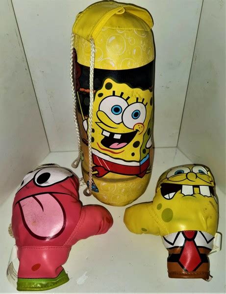Free Spongebob Boxing Gloves And Boxing Bag Polyester Material 18
