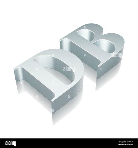 3d metallic character db with reflection vector illustration stock