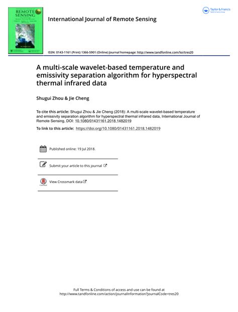 pdf a multi scale wavelet based temperature and emissivity separation