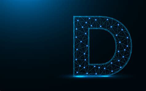 Letter D 낮은 폴리 디자인 알파벳 추상 기하학적 이미지 글꼴 와이어 프레임 메쉬 다각형 벡터 일러스트는 어두운 파란색