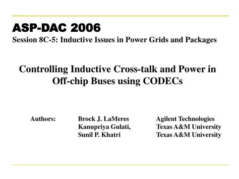 Ppt Controlling Inductive Cross Talk And Power In Off Chip Buses
