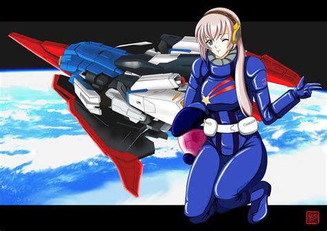 Megurine Luka Zeta Gundam And Roux Louka Vocaloid And 2 More Drawn