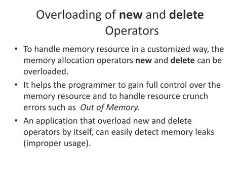 Ppt Overloading Of New And Delete Operators Powerpoint Presentation