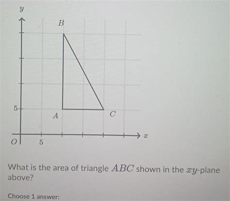 Solved What Is The Area Of Triangle Abc Shown In The Xy Plane Above Choose 1 Answer