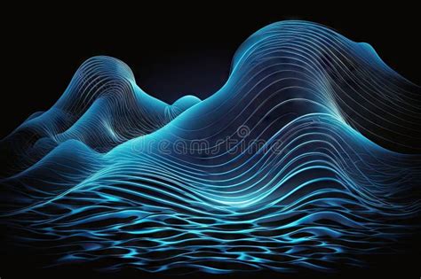 blue wave background of rippling waves on black or white background