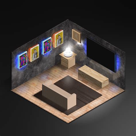 3d Isometric Room Vector On Behance
