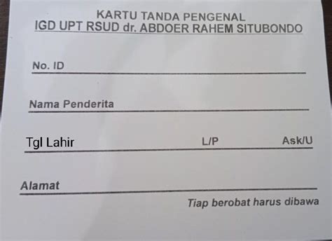 Kartu Tanda Pengenal Igd Rsar