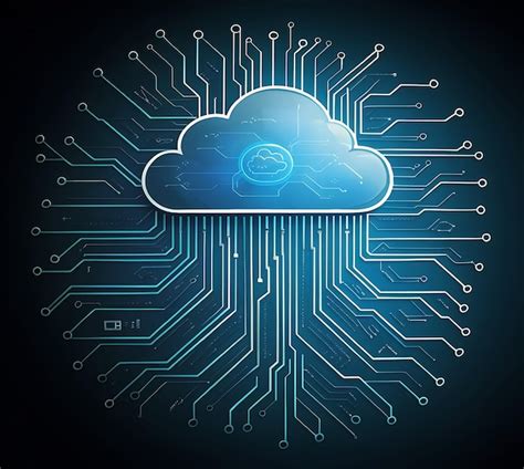 Abstract Computer Circuit With Cloud Computing Technology Premium Ai Generated Image