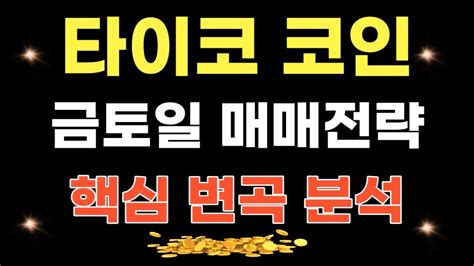 타이코 코인 금토일 매매전략 핵심 변곡 분석 Youtube