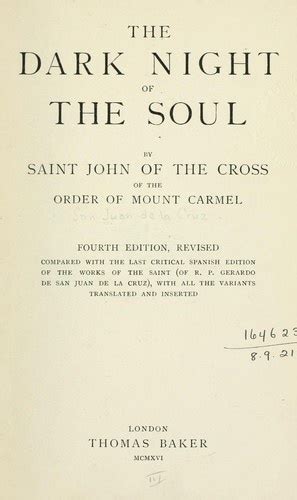 The Dark Night Of The Soul By Saint John Of The Cross Love Truths