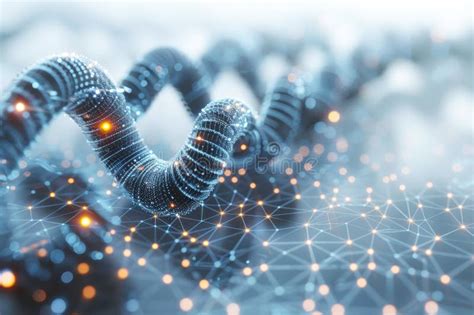 Abstract Representation Of A Digital Dna Strand With Glowing