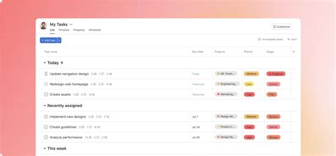 explore features of asana my tasks asana