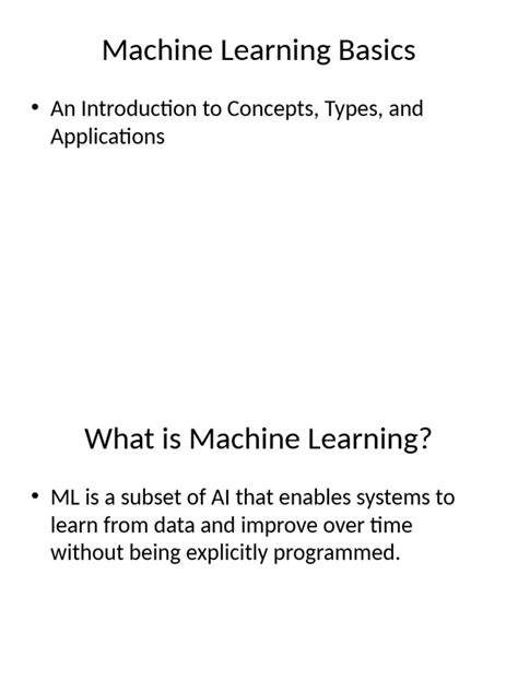 Machine Learning Basics Presentation Pdf