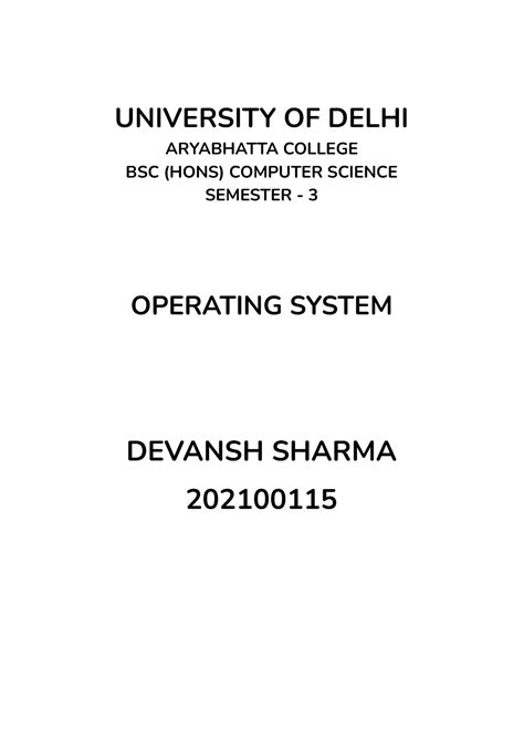 Operating System Practical File University Of Delhi Aryabhatta