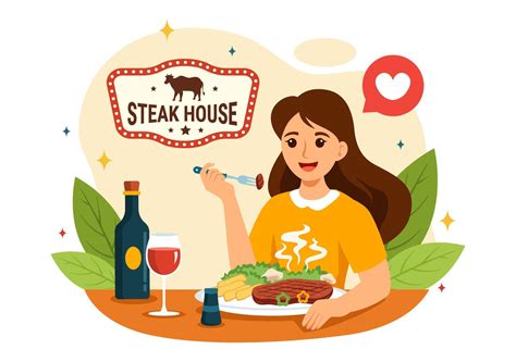 Steakhouse Vector Illustration With Restaurant That Provides Grilled