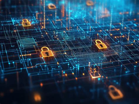 Cyber Security With Padlocks On A Digital Circuit Board Stock