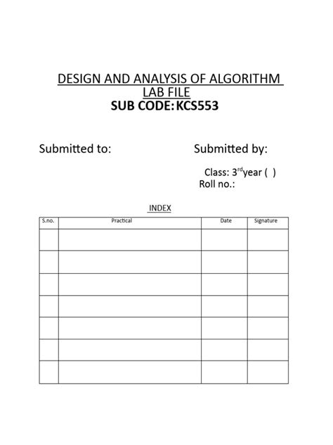 Daa Lab File Pdf Computing Algorithms And Data Structures