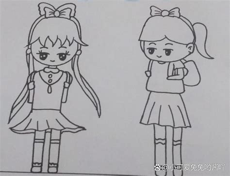 两个小孩背对背简笔画怎么画（共17张） 简笔画图片大全