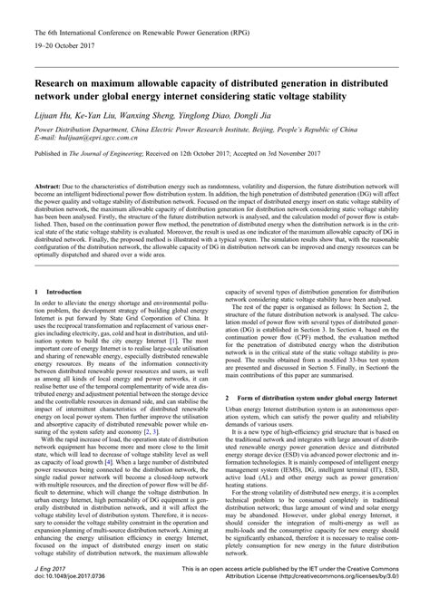 Pdf Research On Maximum Allowable Capacity Of Distributed Generation In Distributed Network