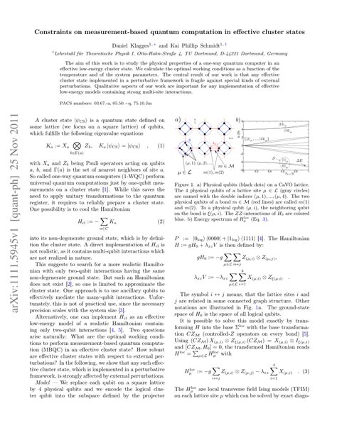 Pdf Constraints On Measurement Based Quantum Computation In Effective Cluster States