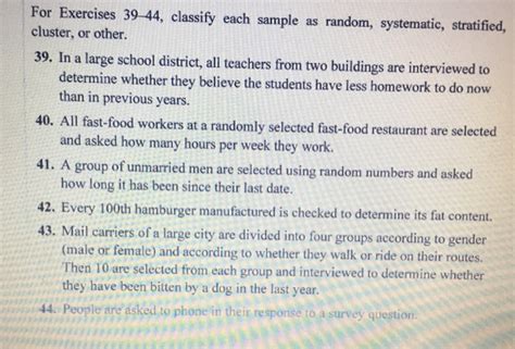Solved For Exercises Classify Each Sample As Random Chegg