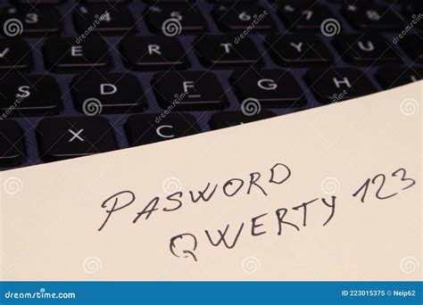 Notepad With A Password On A Computer Keyboard Stock Image Image Of