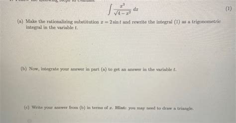 Solved Dz 1 A Make The Rationalizing Substitution 2 2