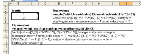 Eigen Calculations Using Maple S Excel Add In Download Scientific Diagram