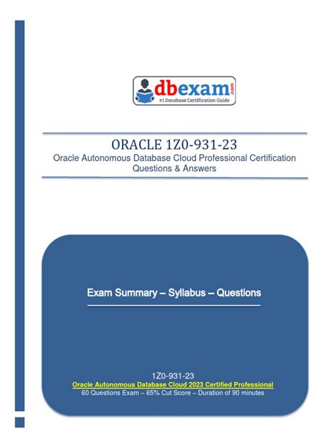 oracle 1z0 931 23 questions and answers pdf pdf databases cloud