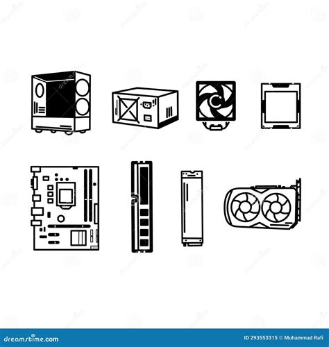 Vector Illustration Of 8 Computer Component Icons Stock Illustration