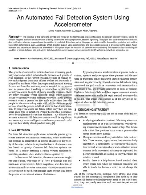 An Automated Fall Detection System Using Accelerometer Pdf Accelerometer Sensor