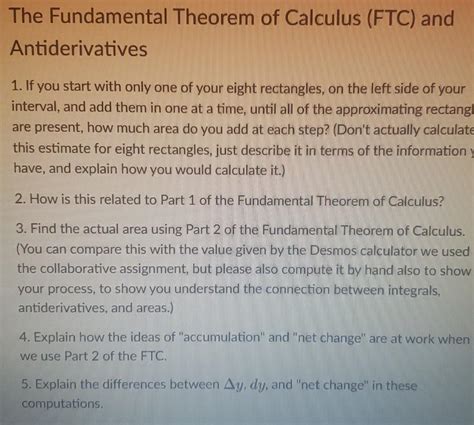 Solved The Fundamental Theorem Of Calculus FTC And Chegg