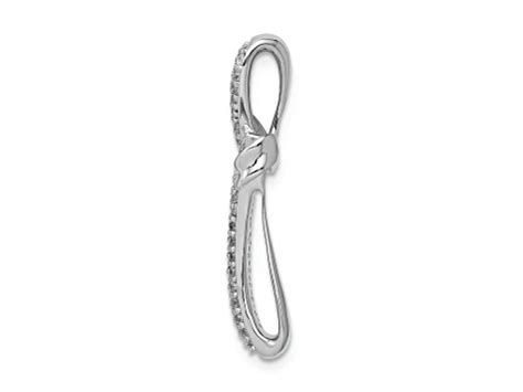 Rhodium Over 14k White Gold Diamond Cross Chain Slide Pendant 13n1da